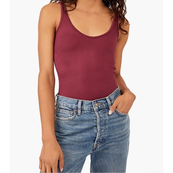 Free People | Tops | Free People Solid Rib Bodysuit | Poshmark